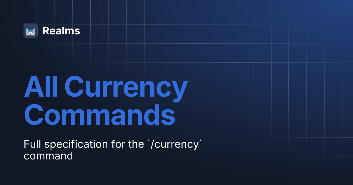 All Currency Commands | Realms